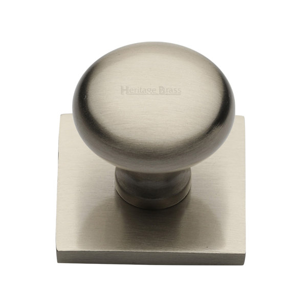 Heritage Brass Cabinet Knob Victorian Round Design with Square Backplate | Wayfair.co.uk